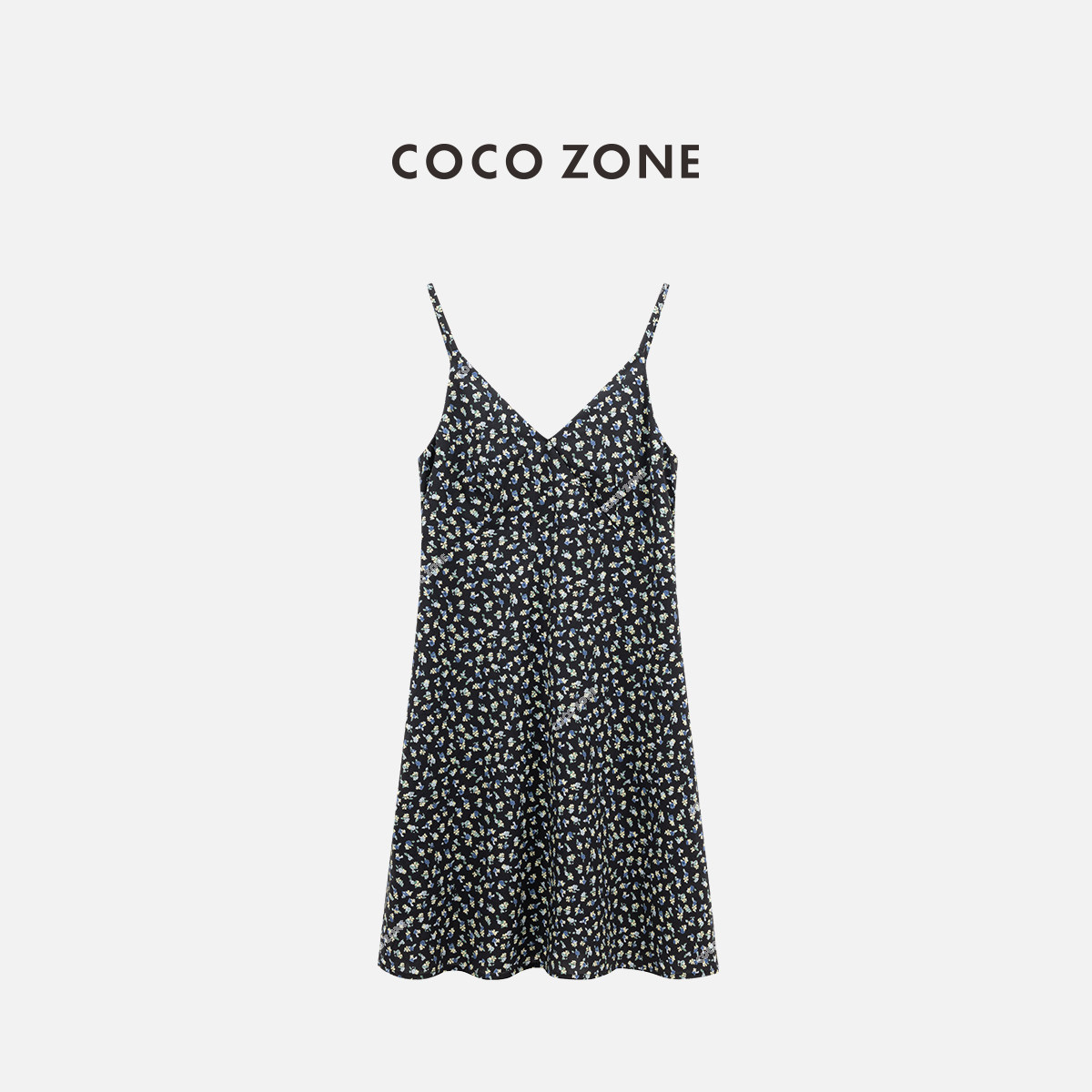 COCO ZONE 刘一一 2026春夏玫瑰吊带裙春夏高级碎花V领显瘦连衣裙