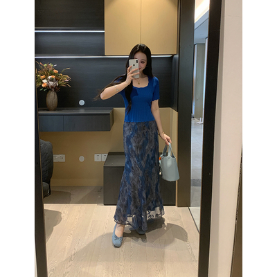 XINYI【尼斯海风】夏季上衣+鱼尾半裙套装X626G03608/X625Z03901