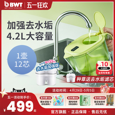 德国bwt净水壶净水器家用4.2L大过滤水壶去水垢加强版滤芯1壶12芯