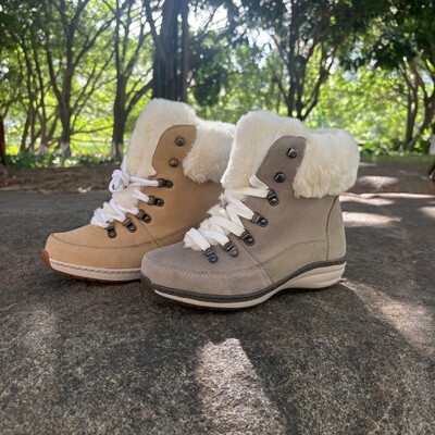 外贸美单反绒皮短靴防滑防水