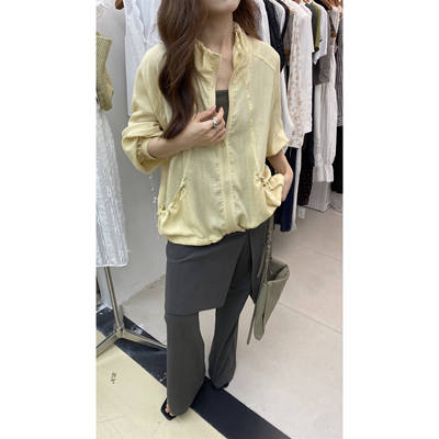 L少女 Doubleseven韩系薄款立领防晒外套女天丝麻宽松休闲上衣