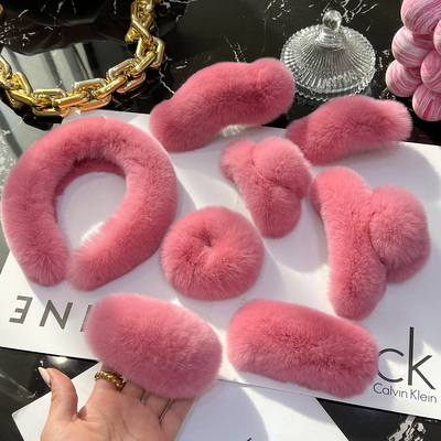 CC家毛毛发夹后脑勺抓夹兔毛简约