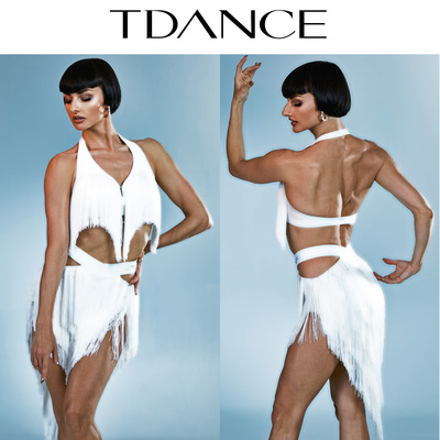 TDANCE腰间镂空多层流苏半裙