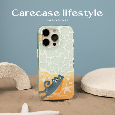 CARECASE紫外变色猫咪沙滩手机壳