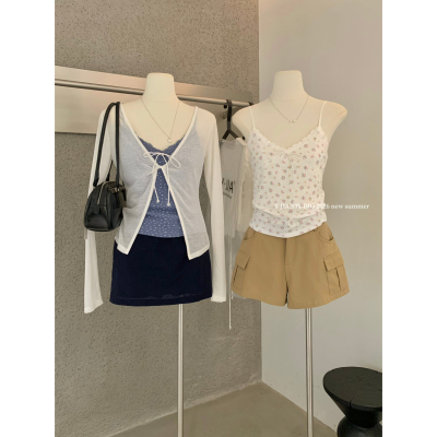 Y.JIA伊嘉十三行秋季新款防晒衫罩衫+显瘦碎花吊带背心套装女6891