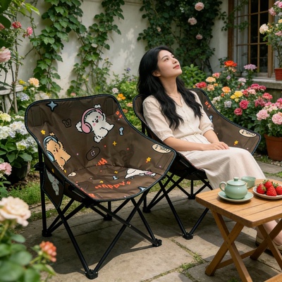 TRAMPSTAR【耳机小狗款】升级款月亮椅户外折叠椅露营便携沙发椅