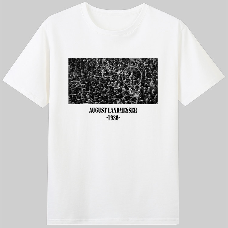 致敬August Landmesser老照片反纳粹1936德国汉堡造船厂短袖T恤夏