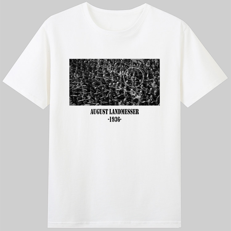 致敬August Landmesser老照片反纳粹1936德国汉堡造船厂短袖T恤夏