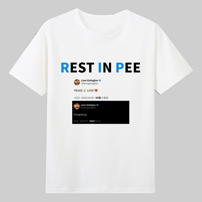 liam rest in pee绿洲oasis主唱去世rip纯棉短袖T恤宽松上衣服恤