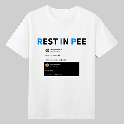 liam rest in pee绿洲oasis主唱去世rip纯棉短袖T恤宽松上衣服恤