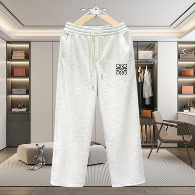 夏季威家运动阔腿卫裤美式重磅休闲长裤男生宽松纯棉情侣百搭直筒