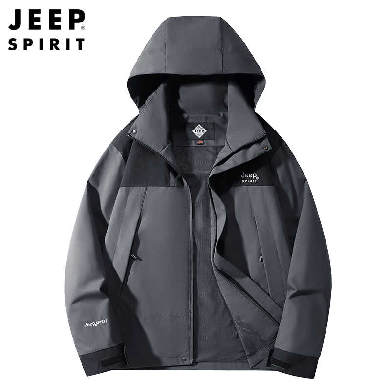 JEEP SPIRIT冲锋外套男春秋新款情侣款登山上衣户外运动百搭夹克