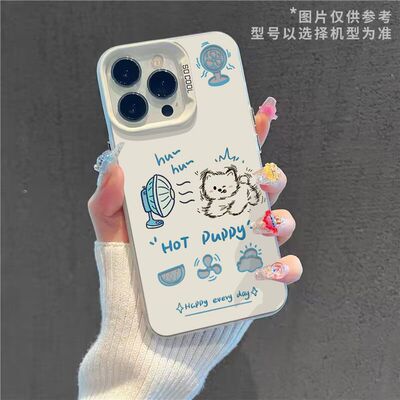 情侣苹果16手机壳ins风13风扇猫咪OPPORENO14适用彩银硬15PLUS荣耀x70i可爱iPhone12ProMax卡通华为PURA80PRO