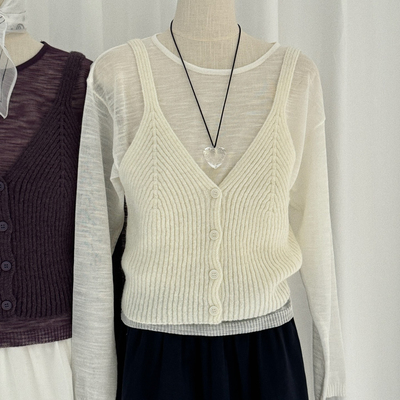 eternal.西子-约百搭背心+质感宽松百搭针织衫套装（含6羊毛）m20