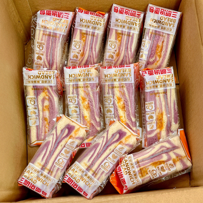 彩虹肉松芋泥三明治面包早餐整箱