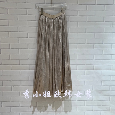 欧洲站2026夏新款温柔系半身裙女高腰显瘦A字时尚褶皱裙子53398