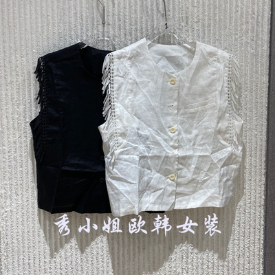 欧洲站2026夏季新款圆领单排扣流苏时尚百搭无袖叠穿马甲女8061