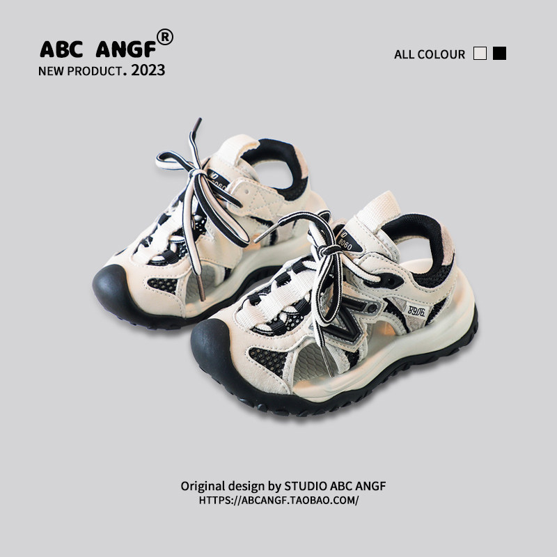 ABC ANGF官网2023年秋季新款儿童包头半凉鞋N字跑鞋男女童运动鞋_虎窝淘