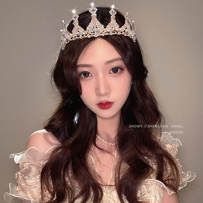 金色皇冠发箍高级感生日派对