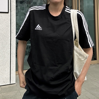 adidas ESSENTIALS SINGLE JERSEY 针织纯棉短袖T恤男款KU3923