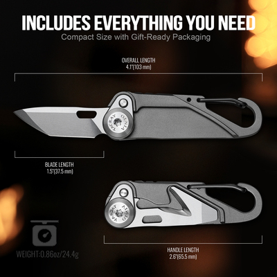 泰锐VINTO多功能随身EDC挂扣设计钛柄小刀挂件开瓶露营组合工具