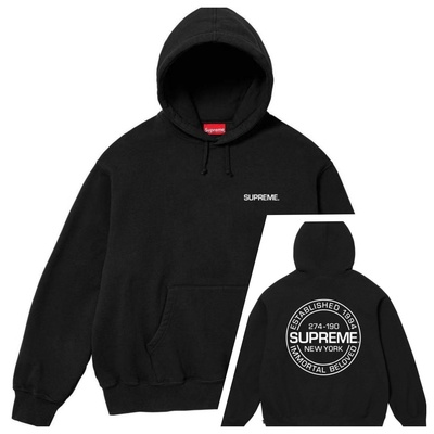 2025 美版16FW 刺绣sup 十字架加绒潮流连帽男女百搭宽松套头卫衣