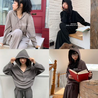 ibitbit女亲肤绒连帽套装