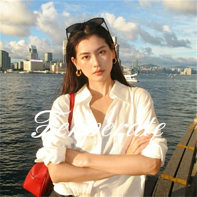 FENPERATE白色慵懒风亚麻衬衫女夏新款宽松百搭棉麻衬衣防晒上衣