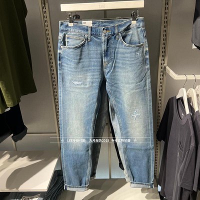 Lee拉链男士磨破牛仔裤