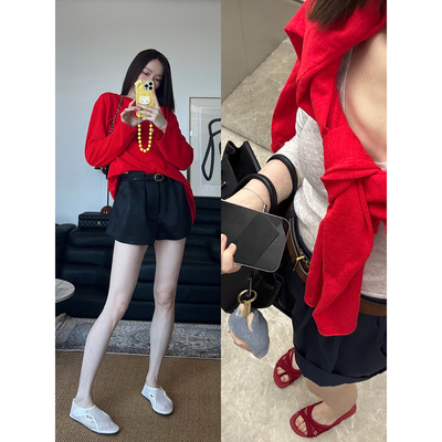 麻圆领长袖慵懒感针织T恤