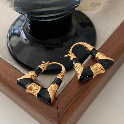 DSTYLE埃及复古几何梯形珐琅耳扣