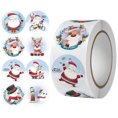 500PCS  Christmas Stickers Roll Small Children Stickers Cute