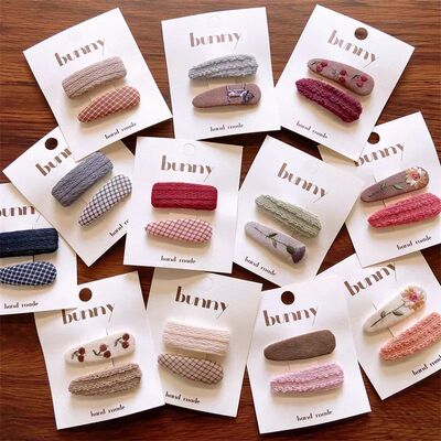New Baby Girls Hair Clips Children Autumn Embroidery Flower
