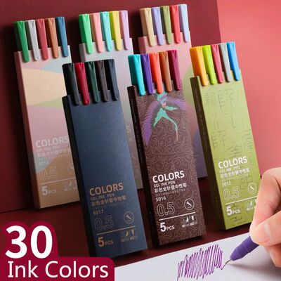Color Ink Gel Pen Set 0.5mm Refill Smooth Ink Writing Durabl