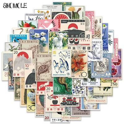 10/30/50PCS Cartoon Retro Art Stamps Stickers  Style DIY Tra