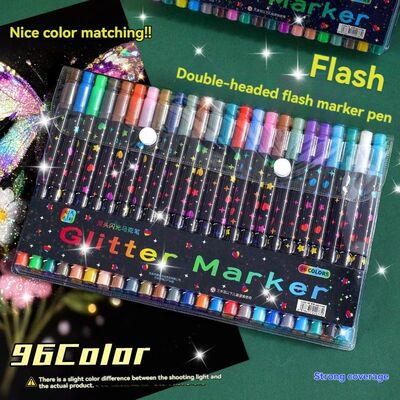 24/48/72/96 Colors Dual Brush Tip Glitter Art Markers Metall