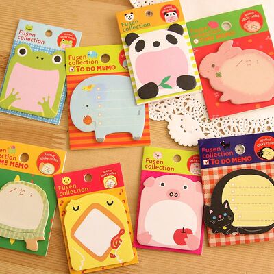 8 Pcs Sticker Cute Kawaii Animal Sticky Notes Notepad Memo P