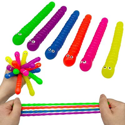 10PCS Colored caterpillar Pull Worm Noodle Fidget Toys Stret