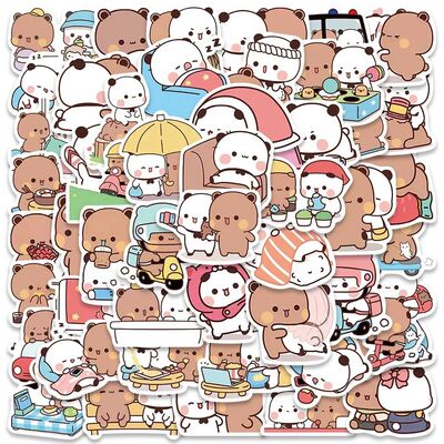 50pcs Stickers Cute Bear Couple DIY Toy Doodles Decorative G