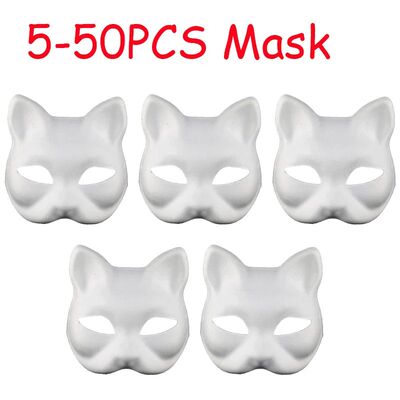5/10/20//50PC White Halloween Paper Mache Masks Unpainted Th