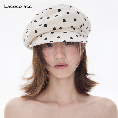 Lacoco复古波点贝雷帽