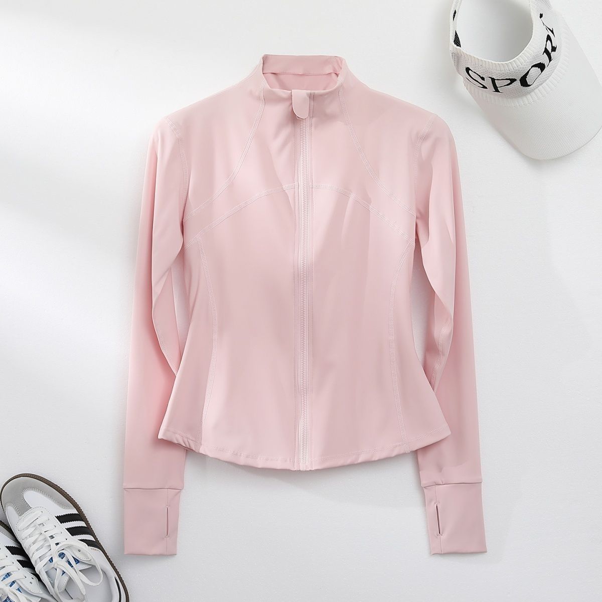 LU系运动瑜伽服外套健身服修身显瘦四口袋立领运动长袖休闲瑜伽服