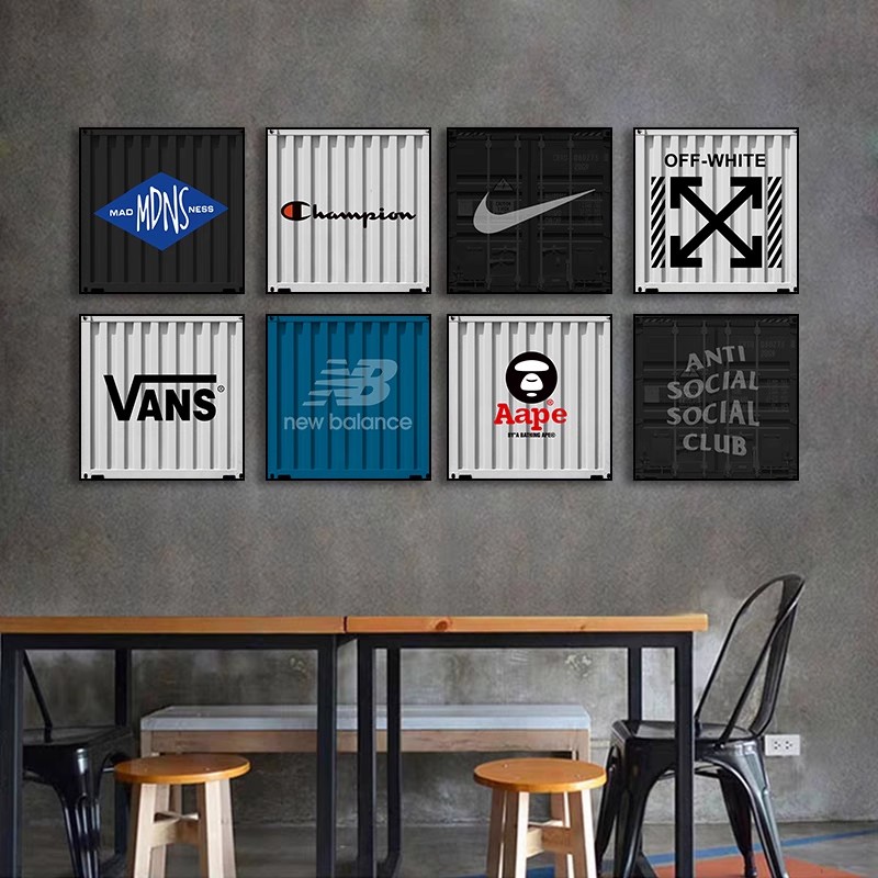现代简约工业风奢侈品logo集装箱装饰画酒吧餐厅壁画挂画