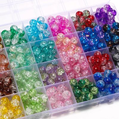 50/100pcs 8mm Glass Crackle Beads Loose Spacer Beads for Jew