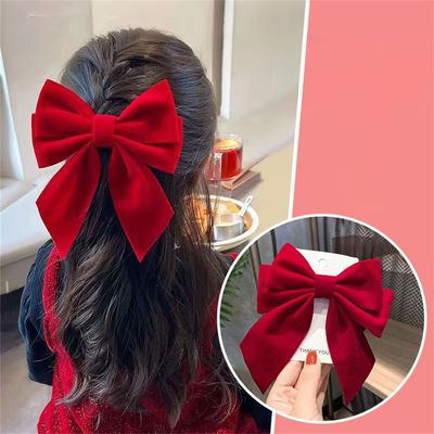 1Pcs Red Bowknot Hair Clip for Chinese  Year Christmas Barre