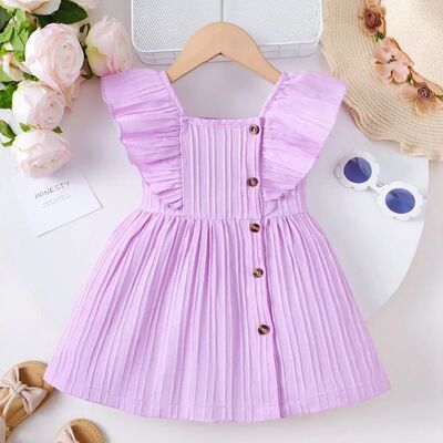 Dress for Toddler Baby Girl 3-24 Months Folding Fabric Flutt