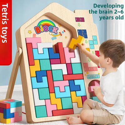 3D Tetris block puzzle with large particles for children's e