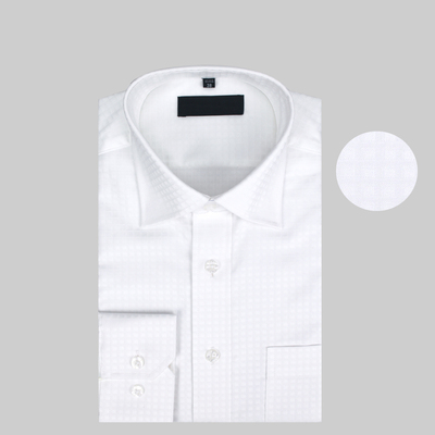 秋冬白色提花全棉暗格中年正装