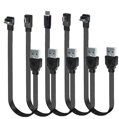 弯头扁平上下左右弯MicroUSB数据线双弯头安卓口手机设备通用直角充电短线