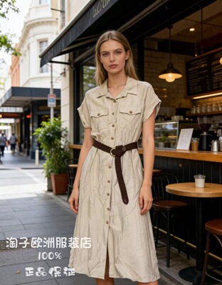 意大利品牌michelle正品时尚配腰带系扣简约休闲连衣裙2026春夏女